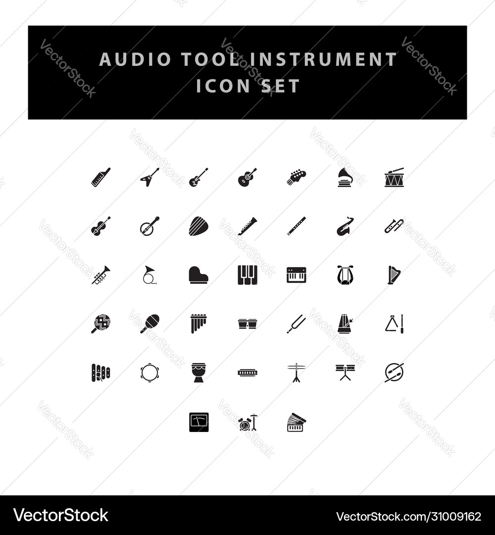 Musical instruments icons set with glyph style Vector Image