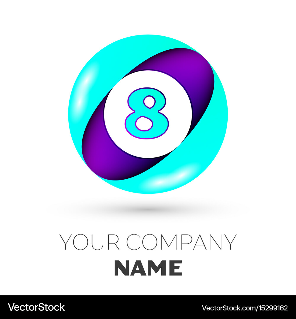 Realistic number eight in colorful circle Vector Image