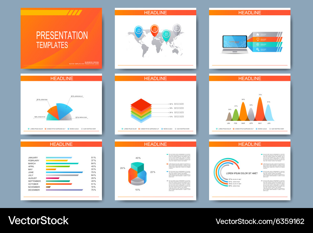 Set of templates for presentation slides Vector Image