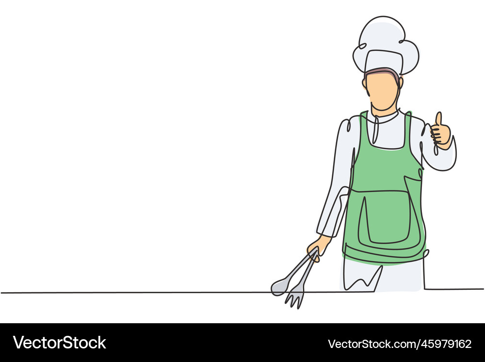 Single one line drawing of the chef Royalty Free Vector