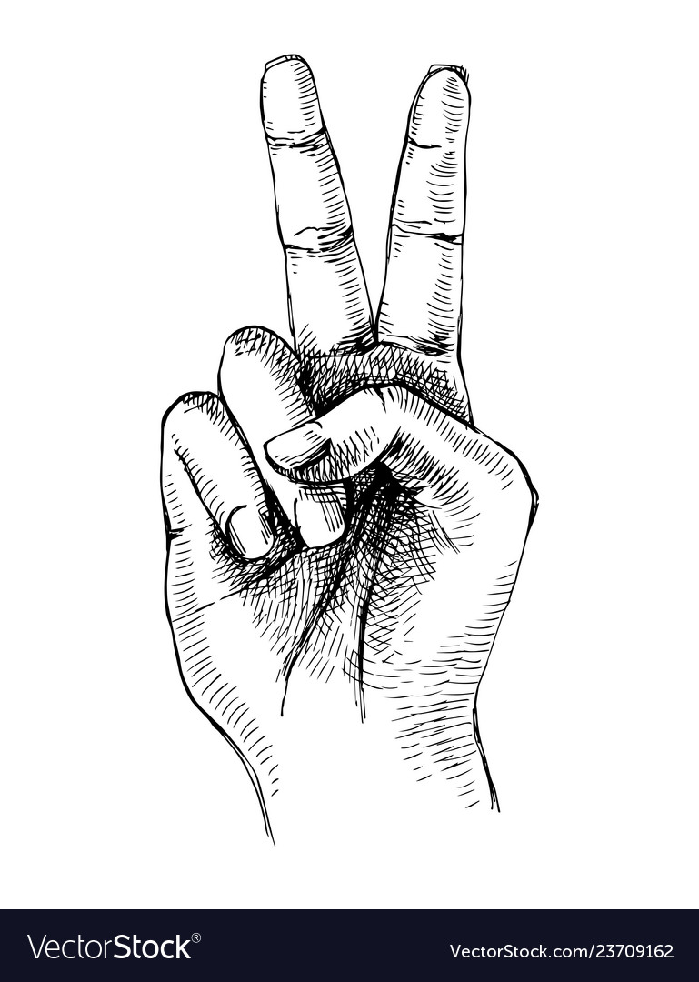 Sketched victory hand gesture Royalty Free Vector Image Sketched victory hand gesture Royalty Free Vector Image