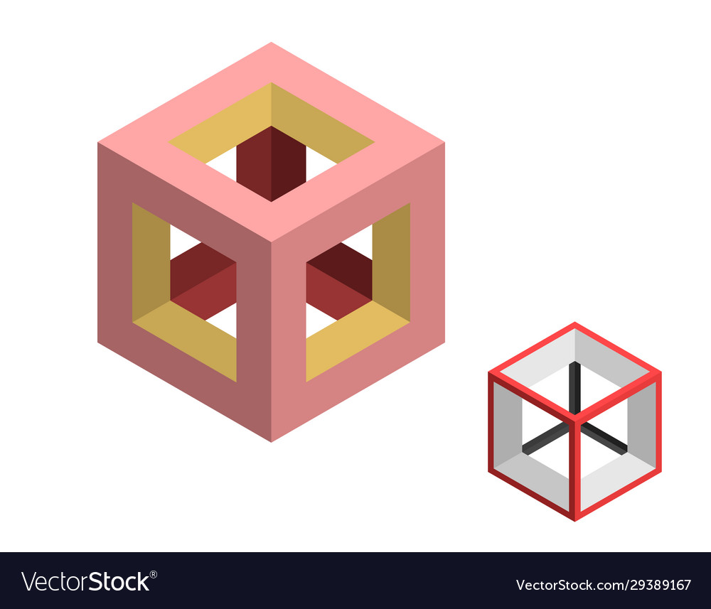 Abstract Cube Wireframe Isolated On White Vector Image