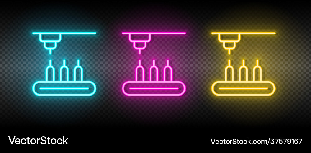 Assembly line conveyor belt production neon icon Vector Image