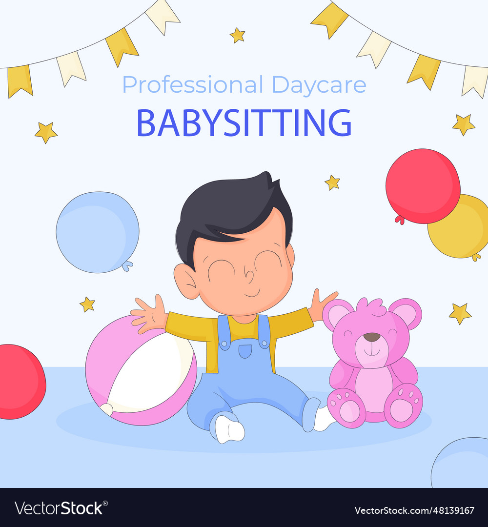 Babysitting template design Royalty Free Vector Image