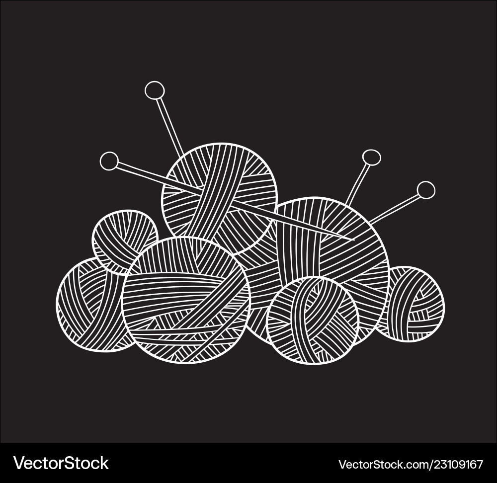 Ball of yarn with knitting needles Royalty Free Vector Image