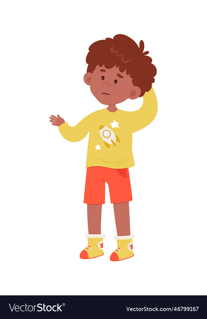 Child boy questioning Royalty Free Vector Image