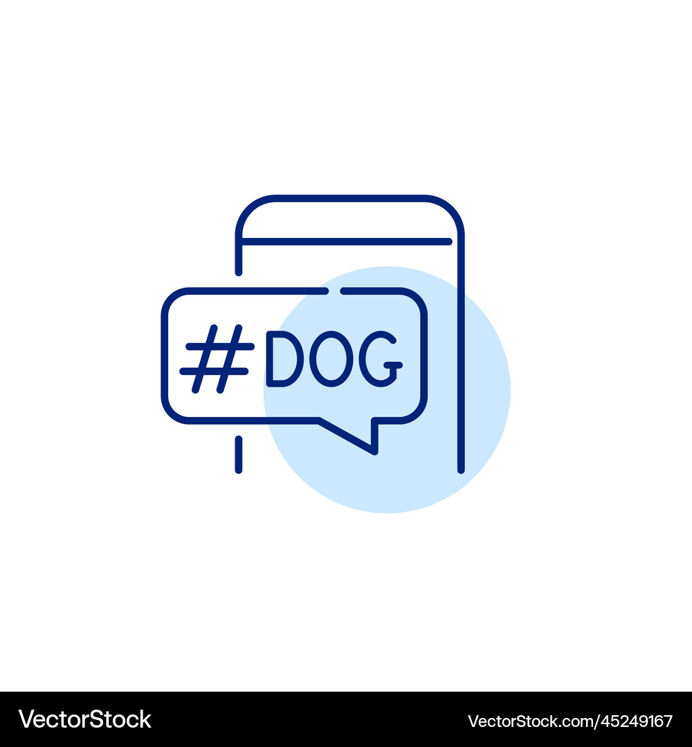 Dog hashtag notification on smartphone pet social Vector Image