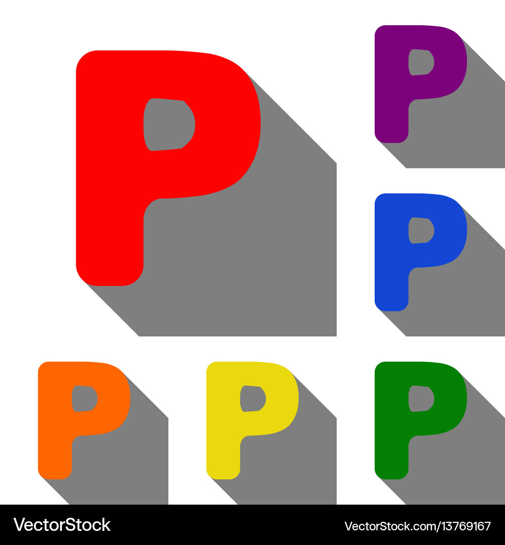 Letter p sign design template element set of red Vector Image