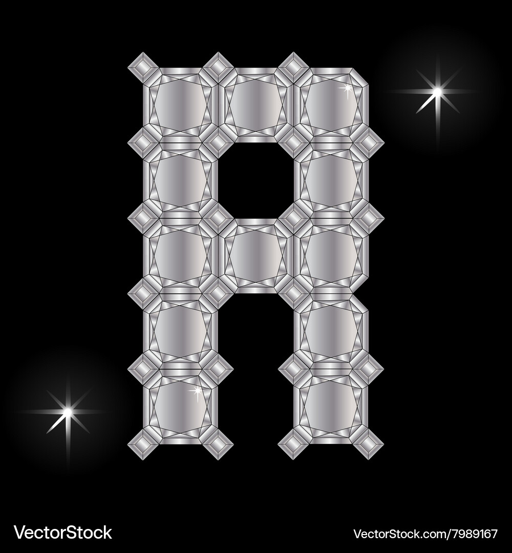 Metal letter r gemstone geometric shapes Vector Image