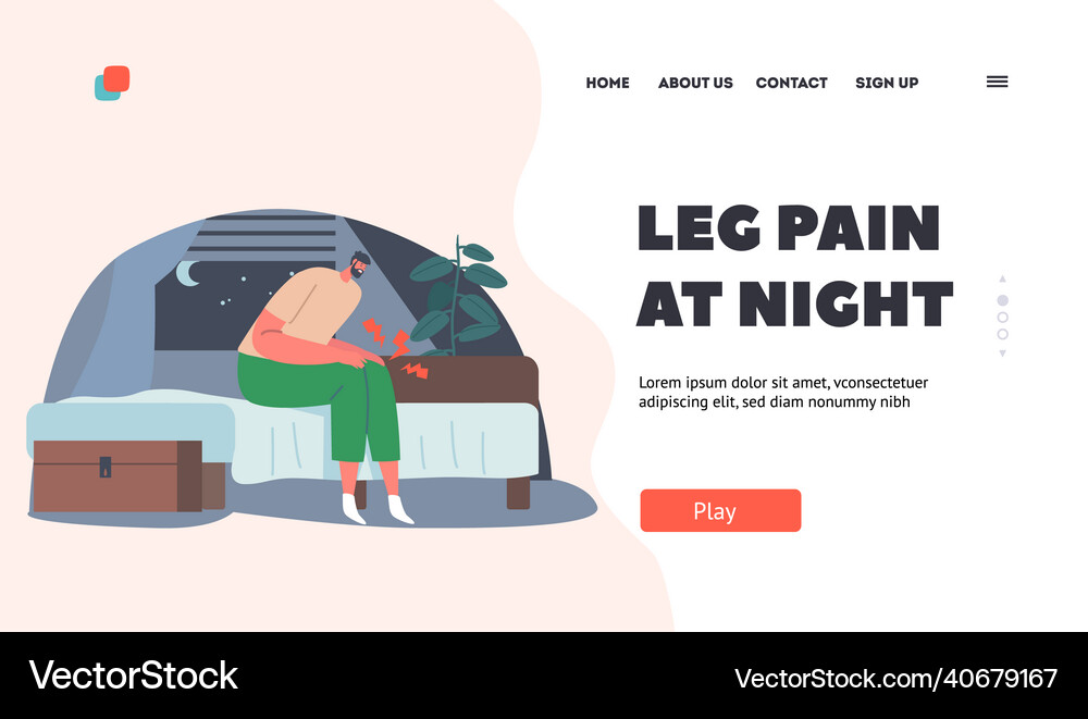 Night muscle spasm in legs landing page template Vector Image