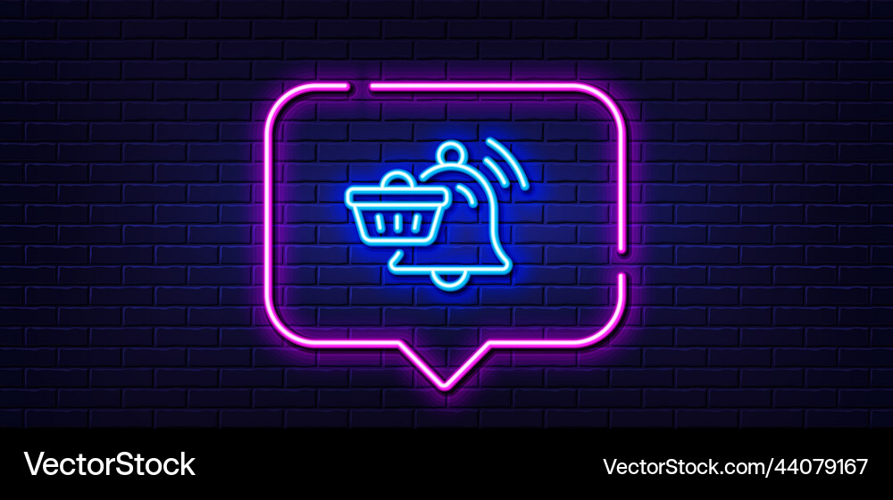 Notification cart line icon bell alarm reminder Vector Image