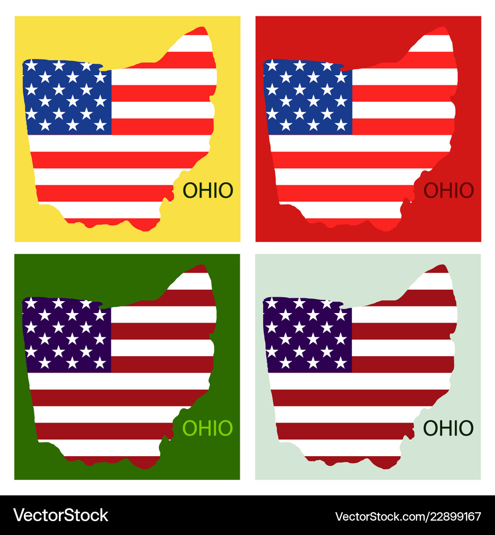 Ohio state of america with map flag print Vector Image