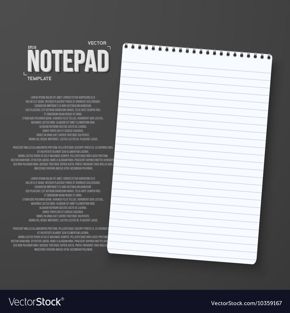 Realistic notepad office equipment element Vector Image