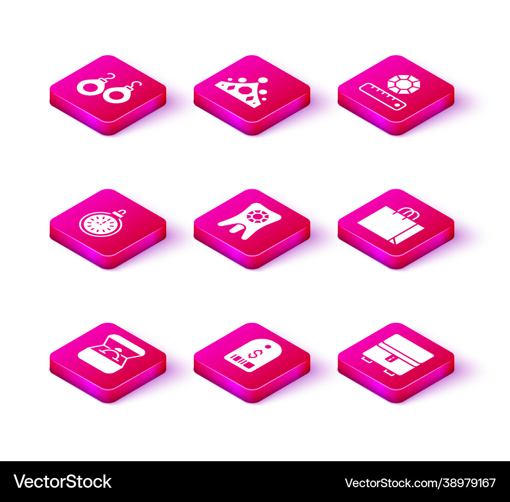 Set diamond engagement ring in box price tag Vector Image