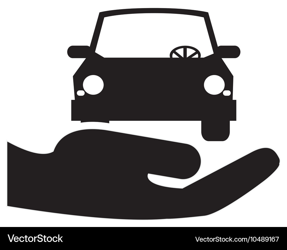 Sheltering hands and car icon Royalty Free Vector Image