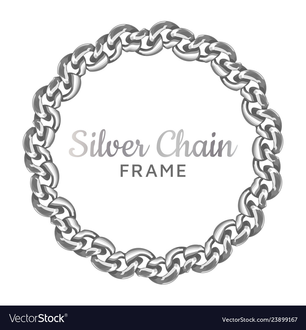 Silver chain round border frame Royalty Free Vector Image