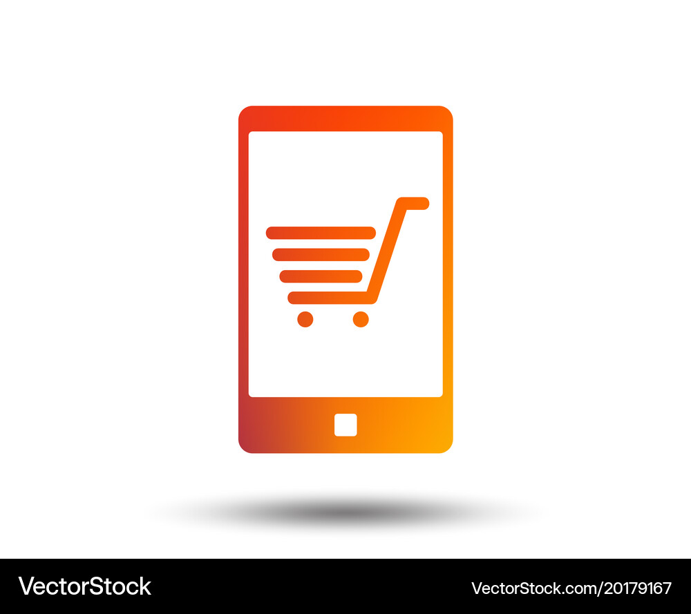 Smartphone with shopping cart sign icon Royalty Free Vector