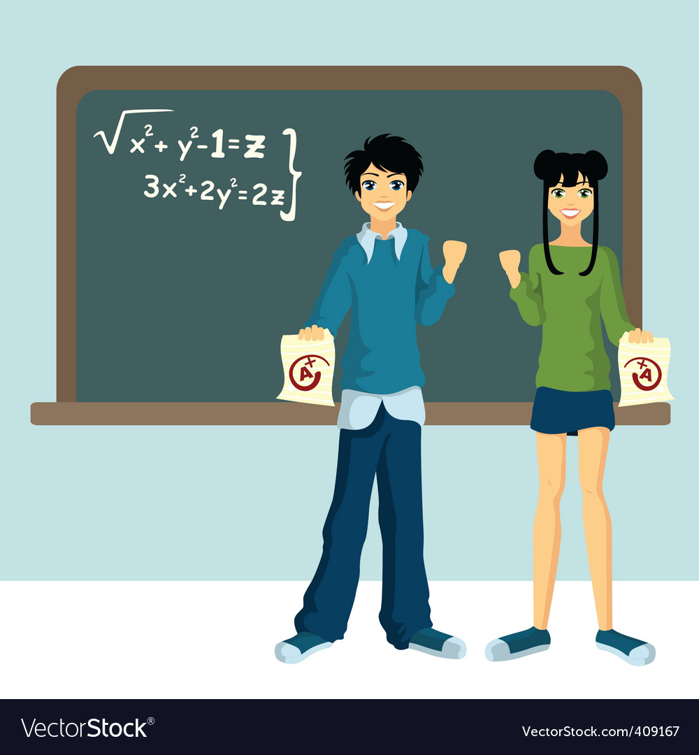 Two students Royalty Free Vector Image - VectorStock