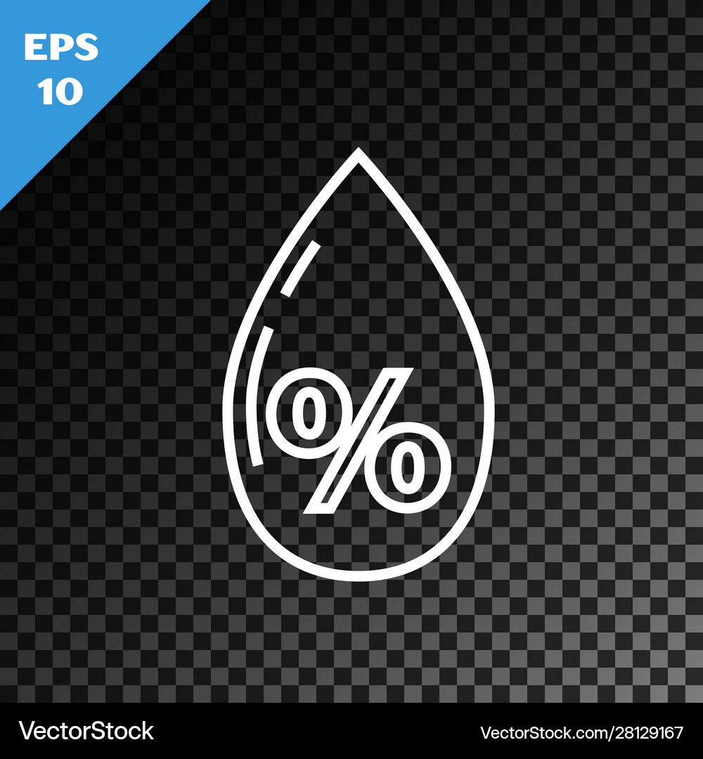 White line water drop percentage icon isolated Vector Image