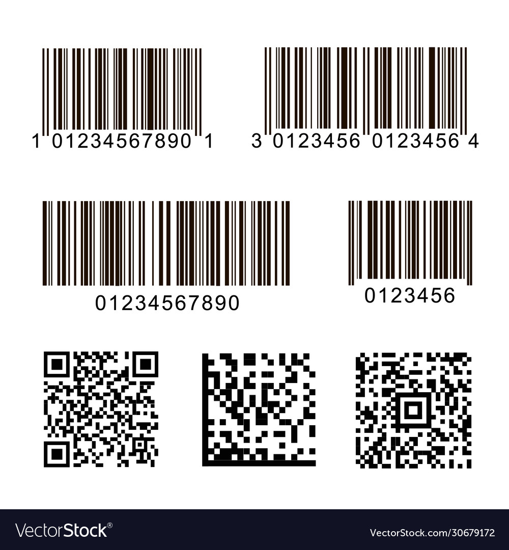 Bar codes set qr code digital Royalty Free Vector Image