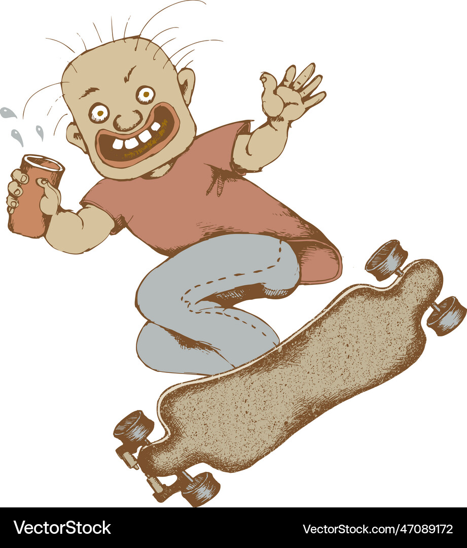 Cartoon character on a skateboard Royalty Free Vector Image
