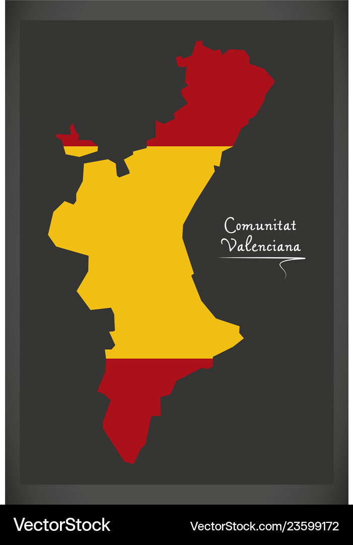 Comunitat valenciana map with spanish national Vector Image