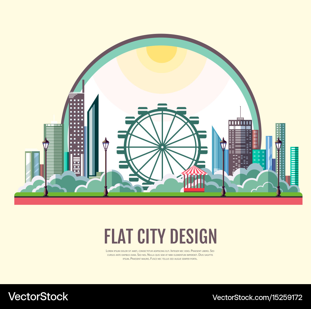 Flat style modern design urban city landscape Vector Image
