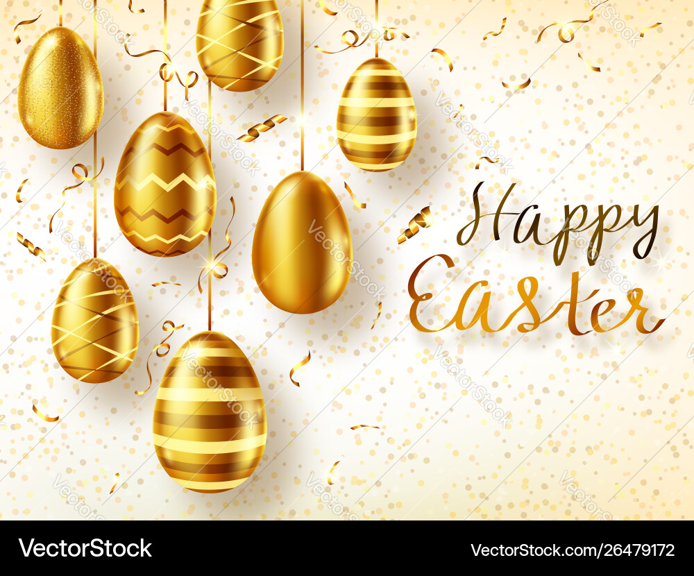 Golden eggs realistic easter sale banner Vector Image