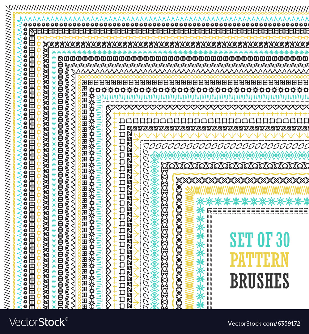 Hand Drawn Pattern Brushes Set Royalty Free Vector Image