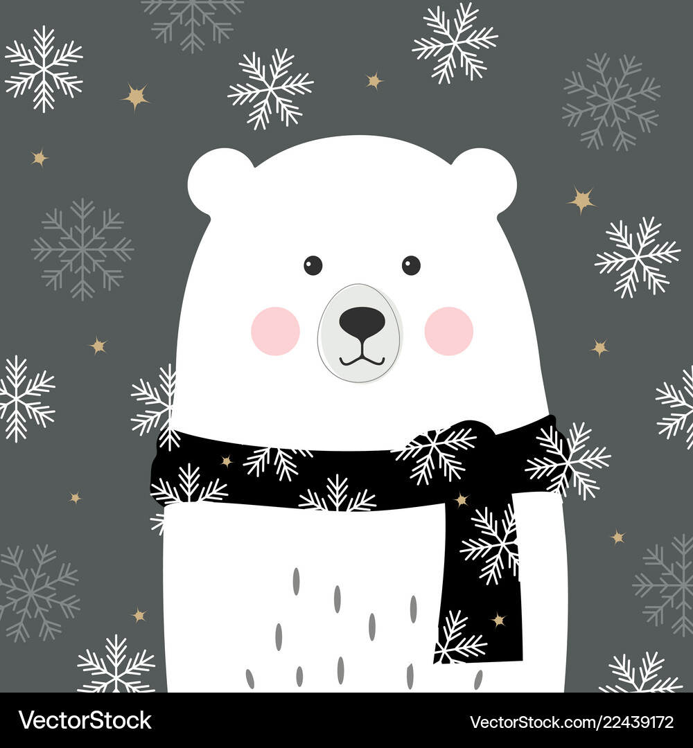 Holiday card with bear Royalty Free Vector Image