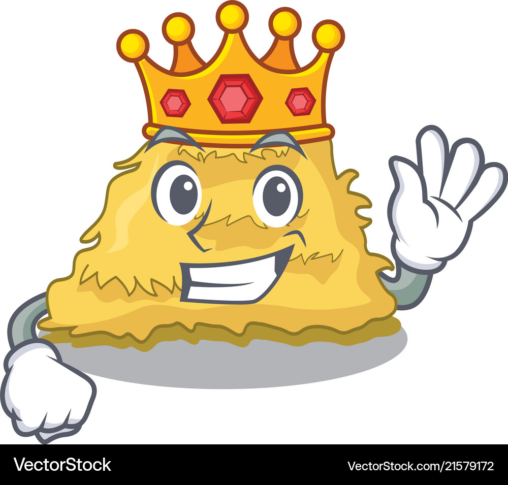King hay bale mascot cartoon Royalty Free Vector Image