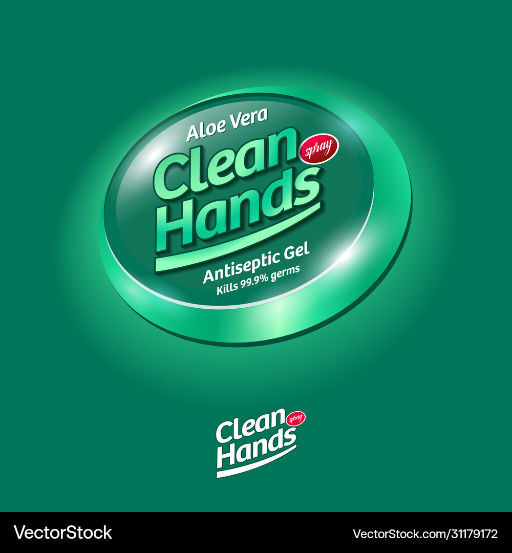 Logo clean hands spray sanitizer hands label Vector Image