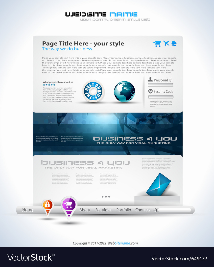 Modern website template Royalty Free Vector Image