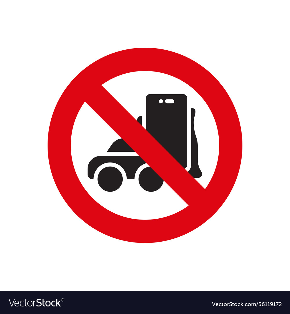 No driving and phone using icon color line Vector Image