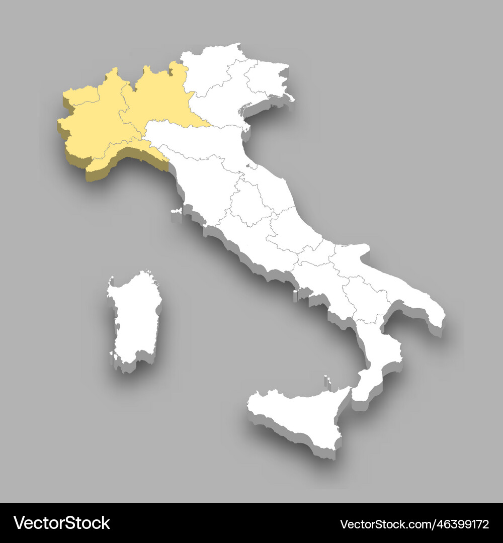 North-west region location within italy map Vector Image