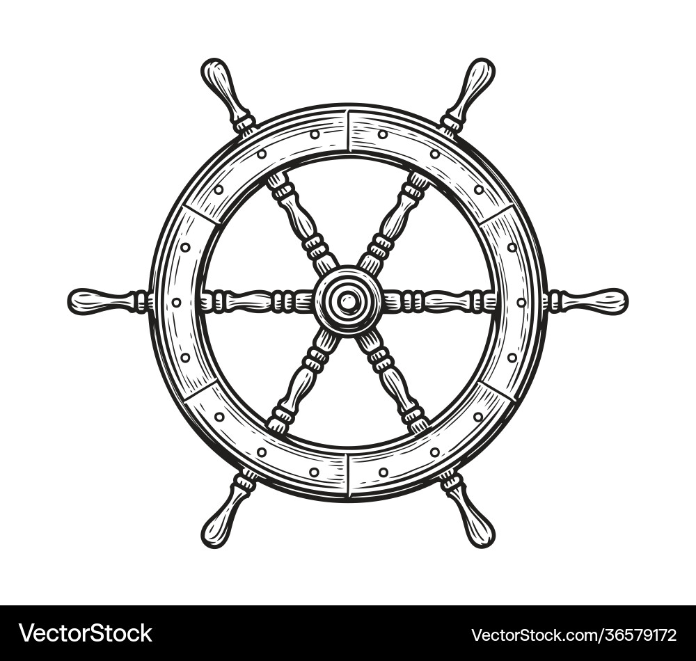Ship wheel isolated on white background rudder Vector Image