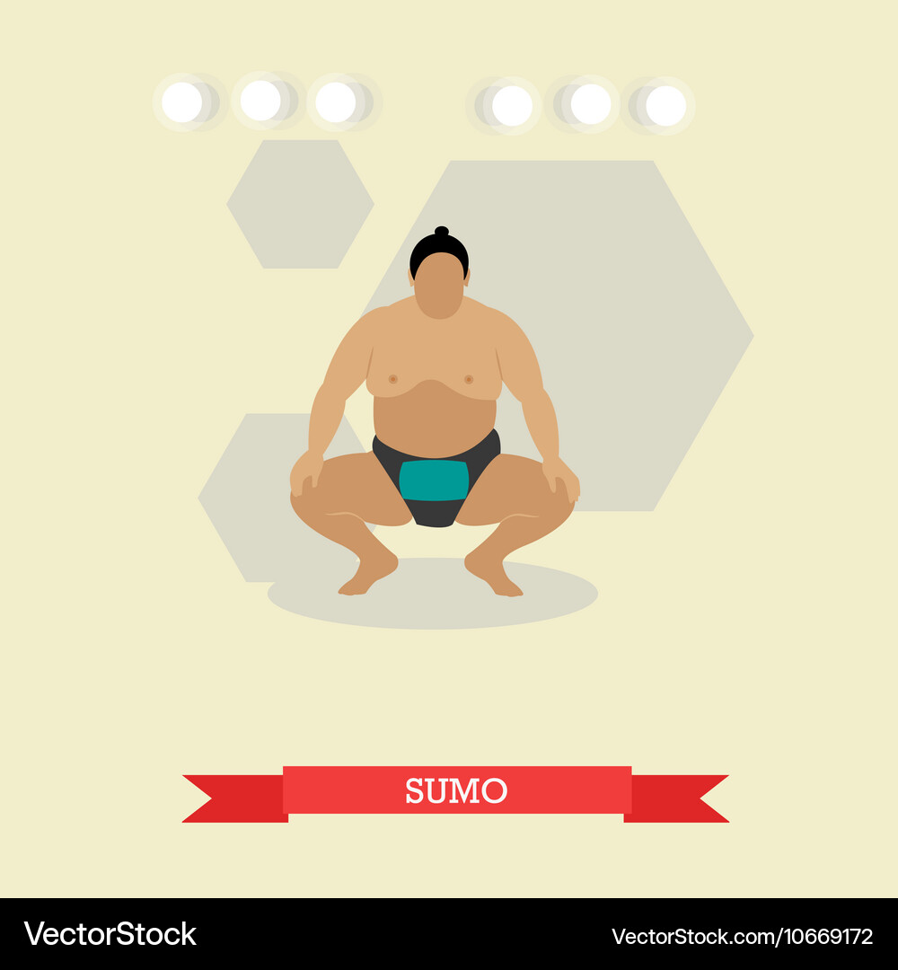 Sumo wrestler ready to fight flat design Vector Image