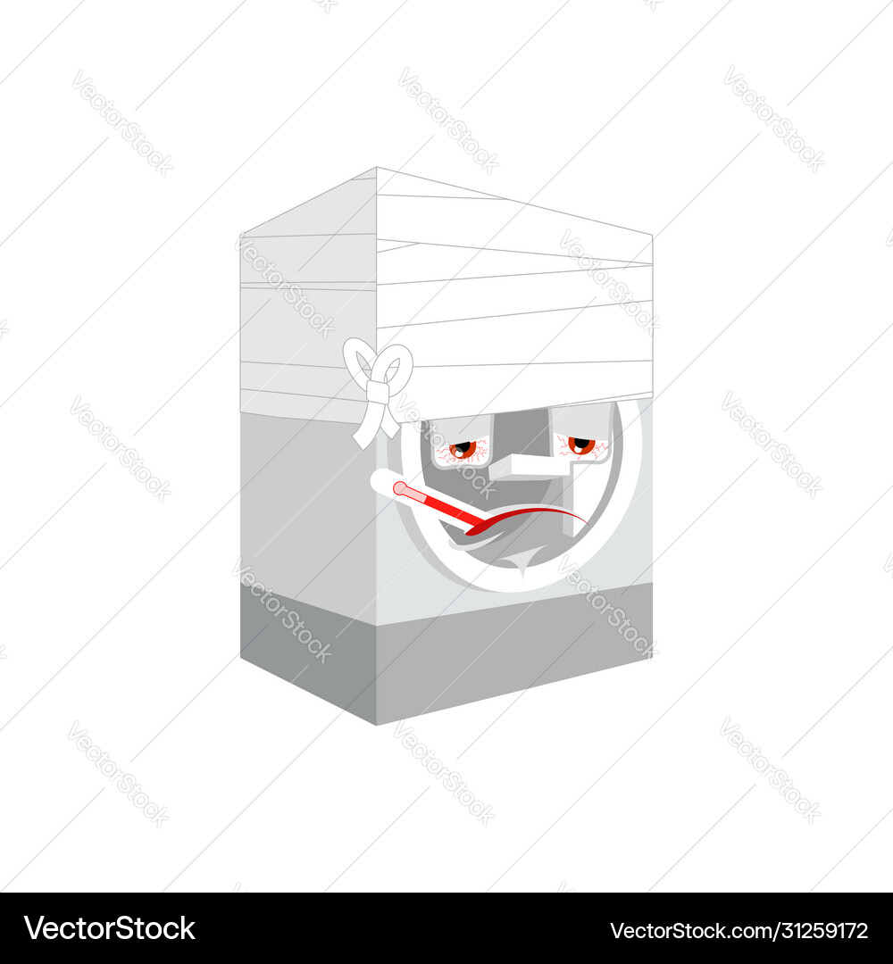 Washer sick with thermometer isolated ill washing Vector Image