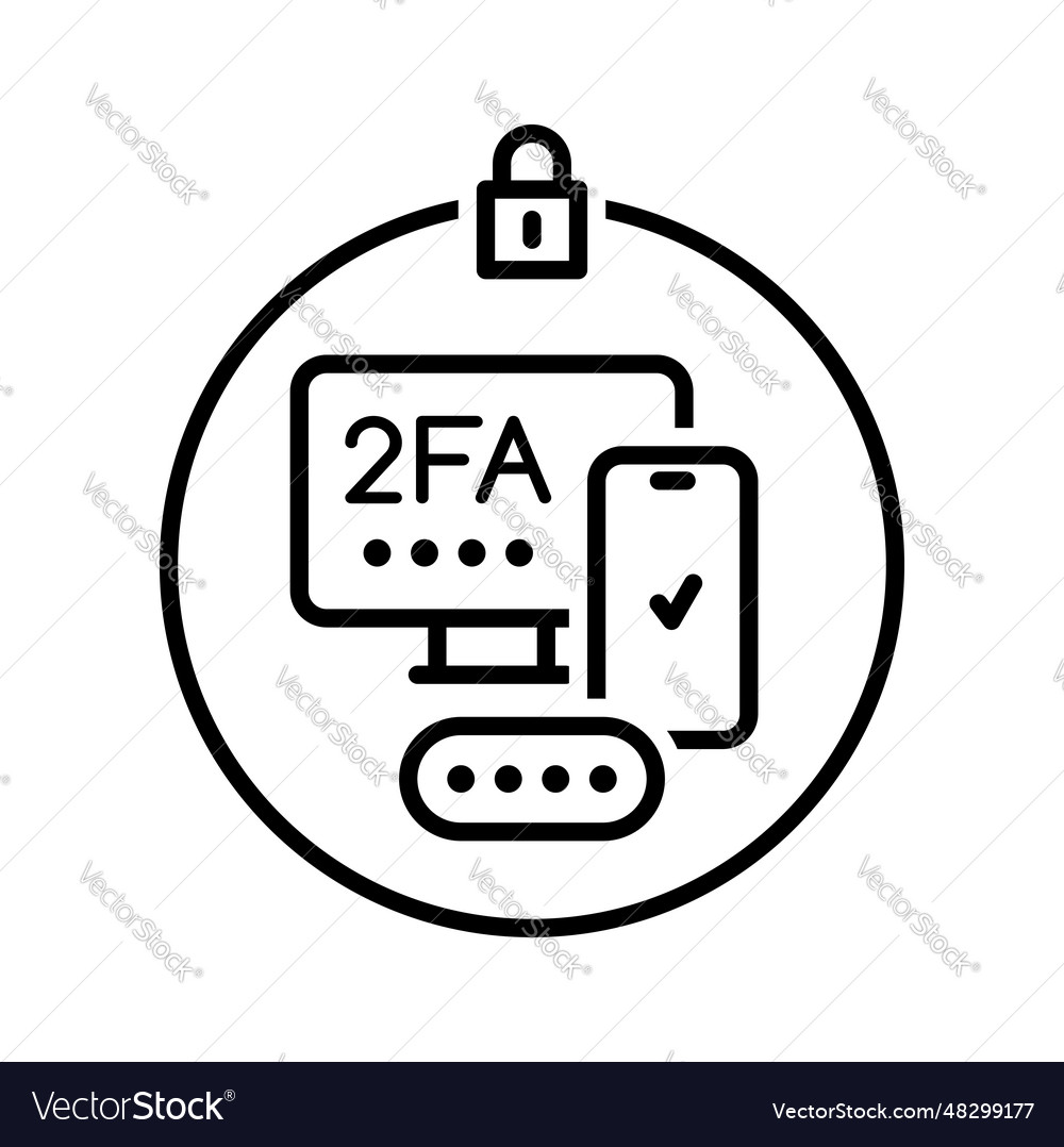 2fa Two Factor Verification Password Phone Icon Vector Image
