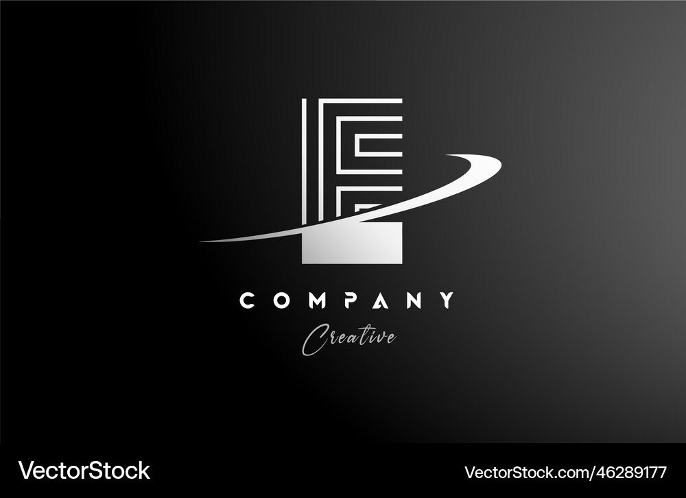 Black white e alphabet letter logo icon design Vector Image
