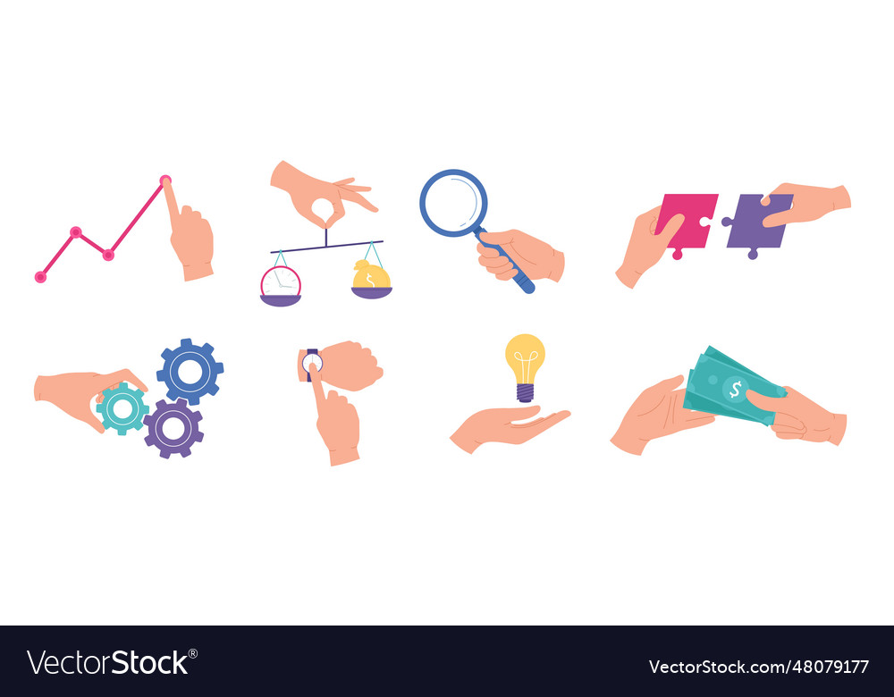 Businessman Hands Business Analysis And Statistic Vector Image