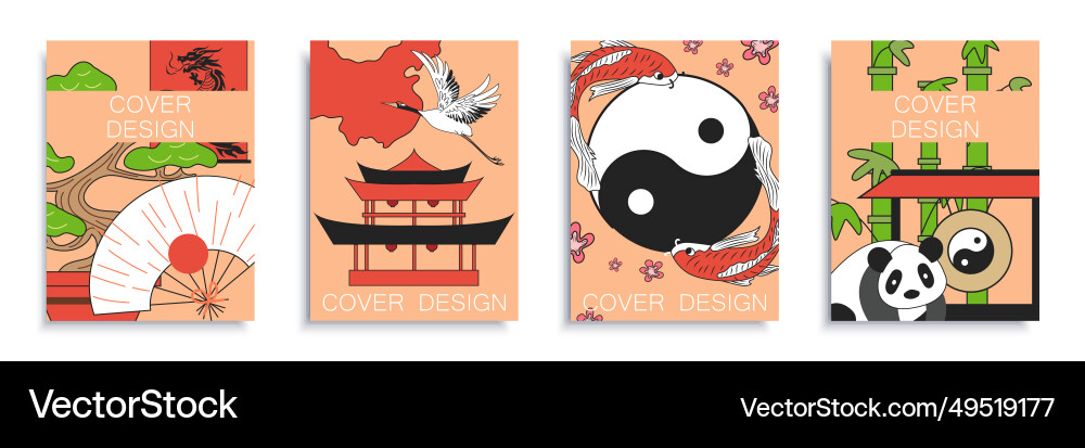 China cover brochure set in flat design Royalty Free Vector