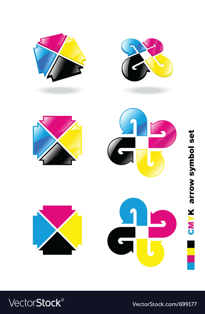 Cmyk arrow symbol set Royalty Free Vector Image Cmyk arrow symbol set Royalty Free Vector Image