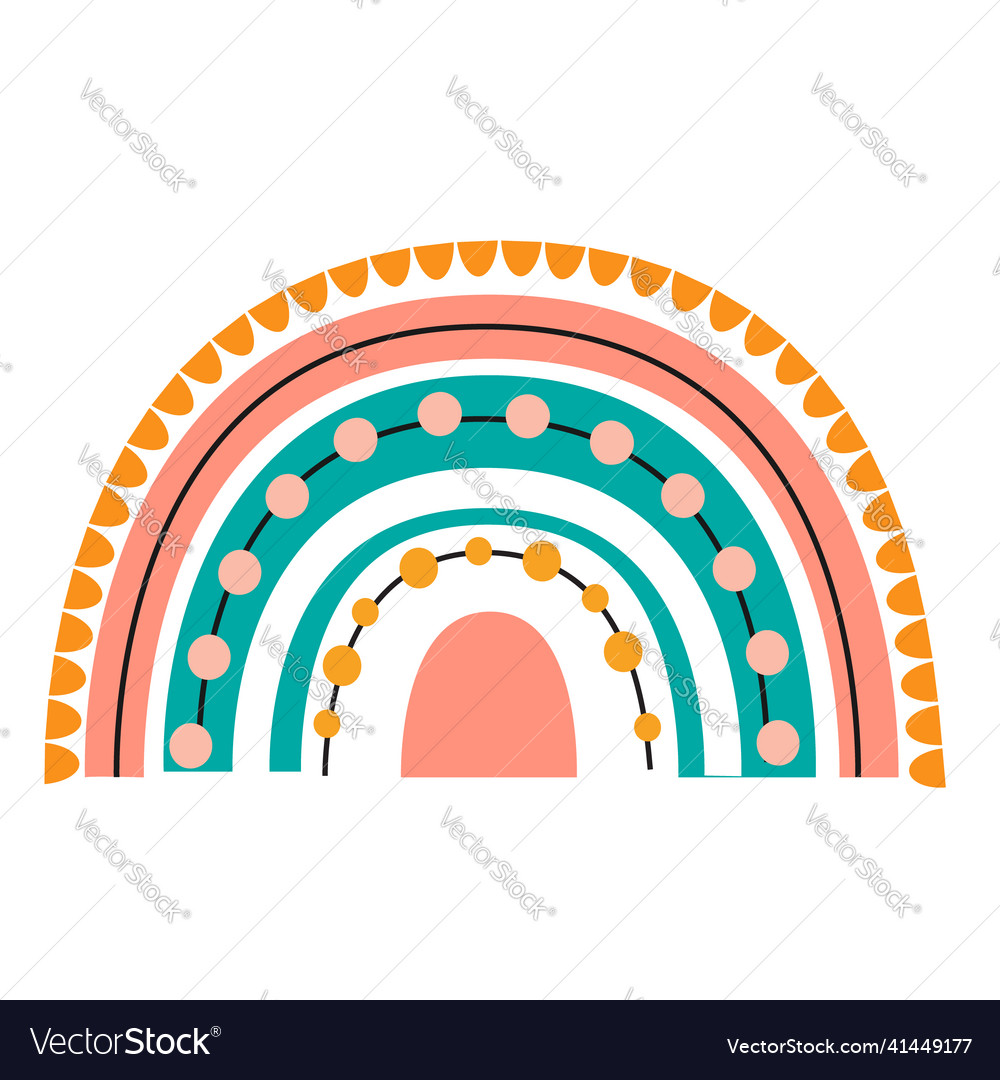 Cute colorful rainbow in boho style for kids Vector Image