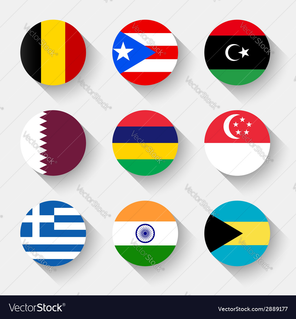Flags of the world round buttons Royalty Free Vector Image