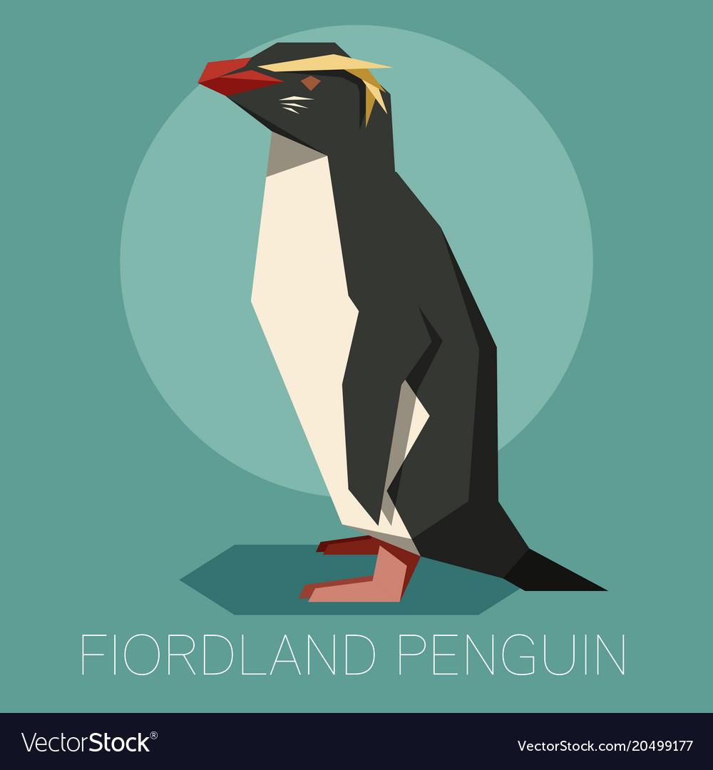 Flat fiordland penguin Royalty Free Vector Image