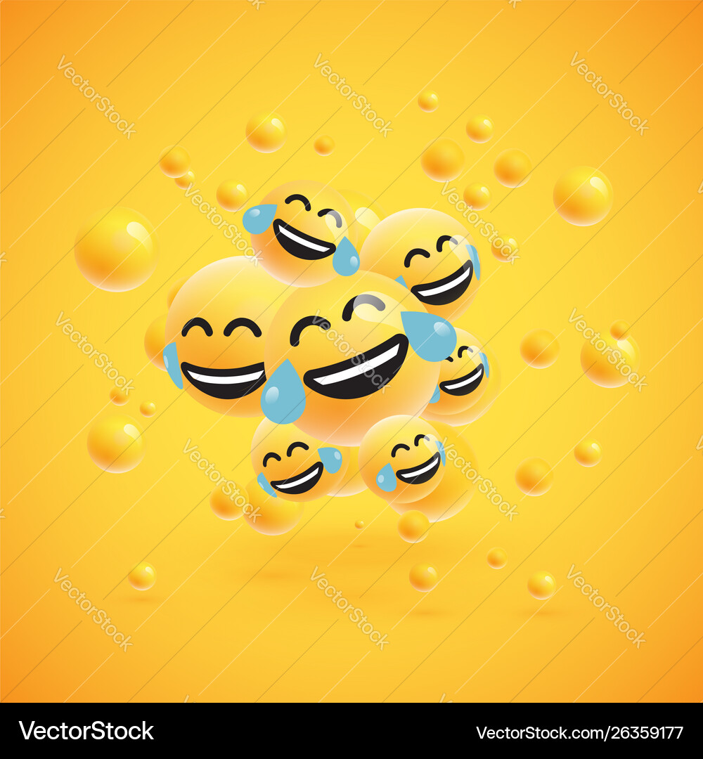 Group high detailed yellow emoticons Royalty Free Vector