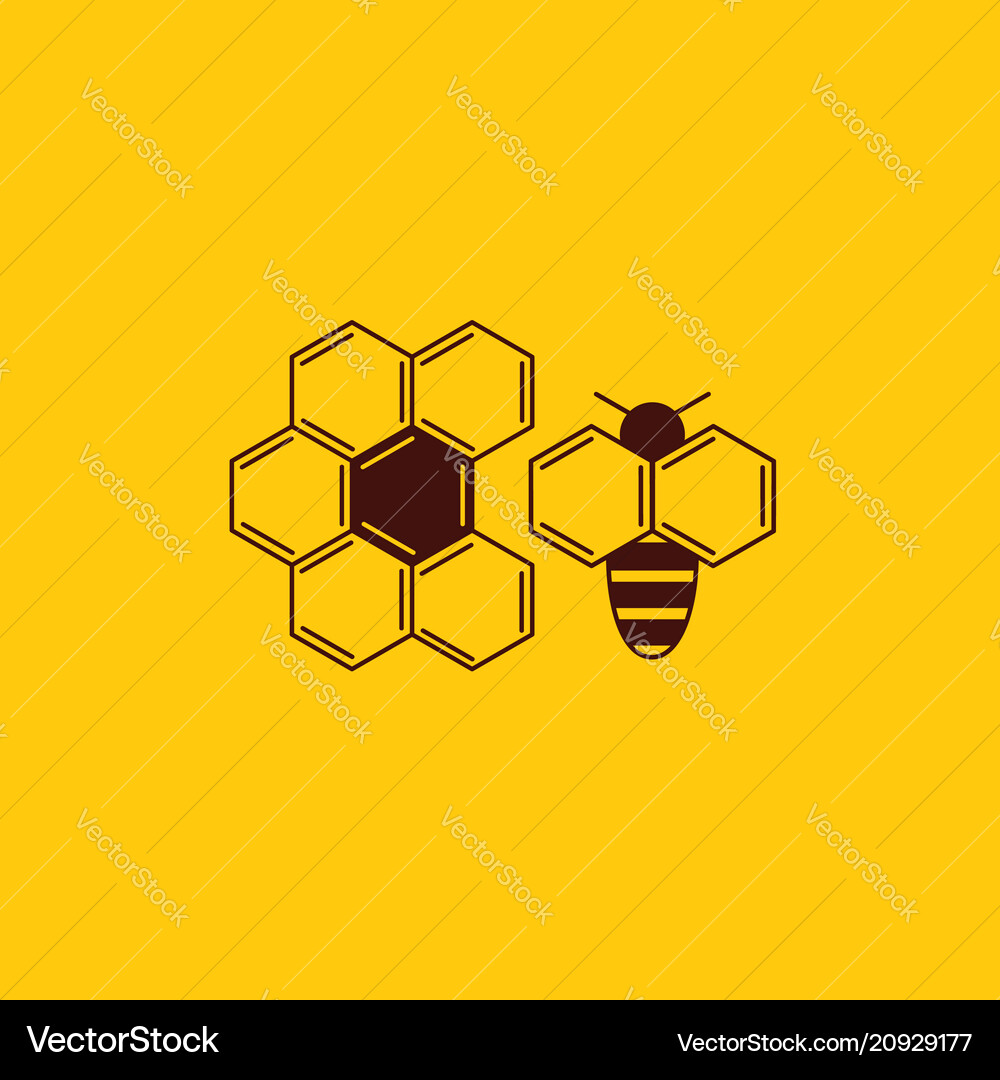 Honey comb and beekeeping logo design flower Vector Image