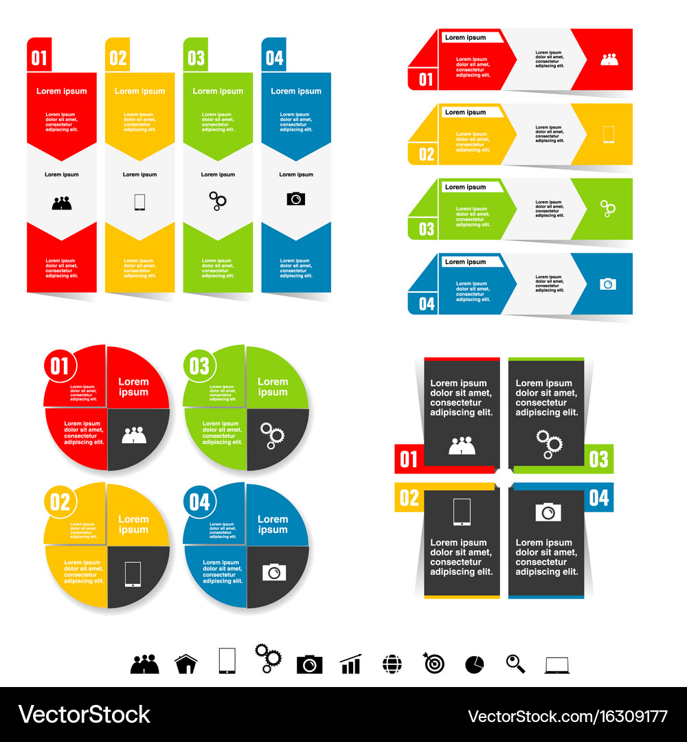 Infographic set with symbol in color set Vector Image