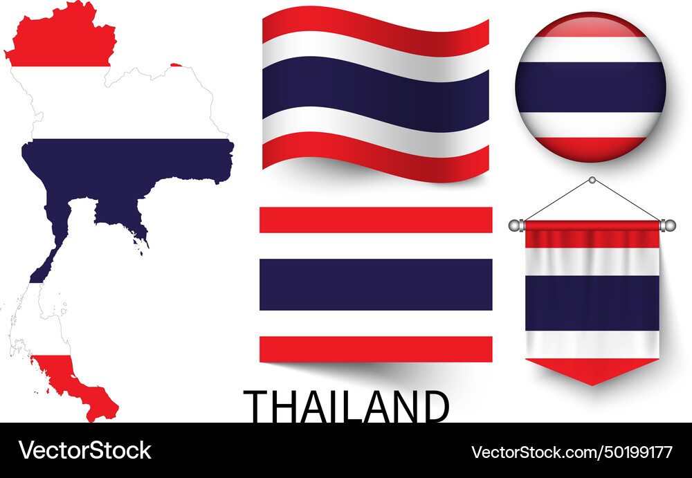 Map of thailand and the various flags Royalty Free Vector